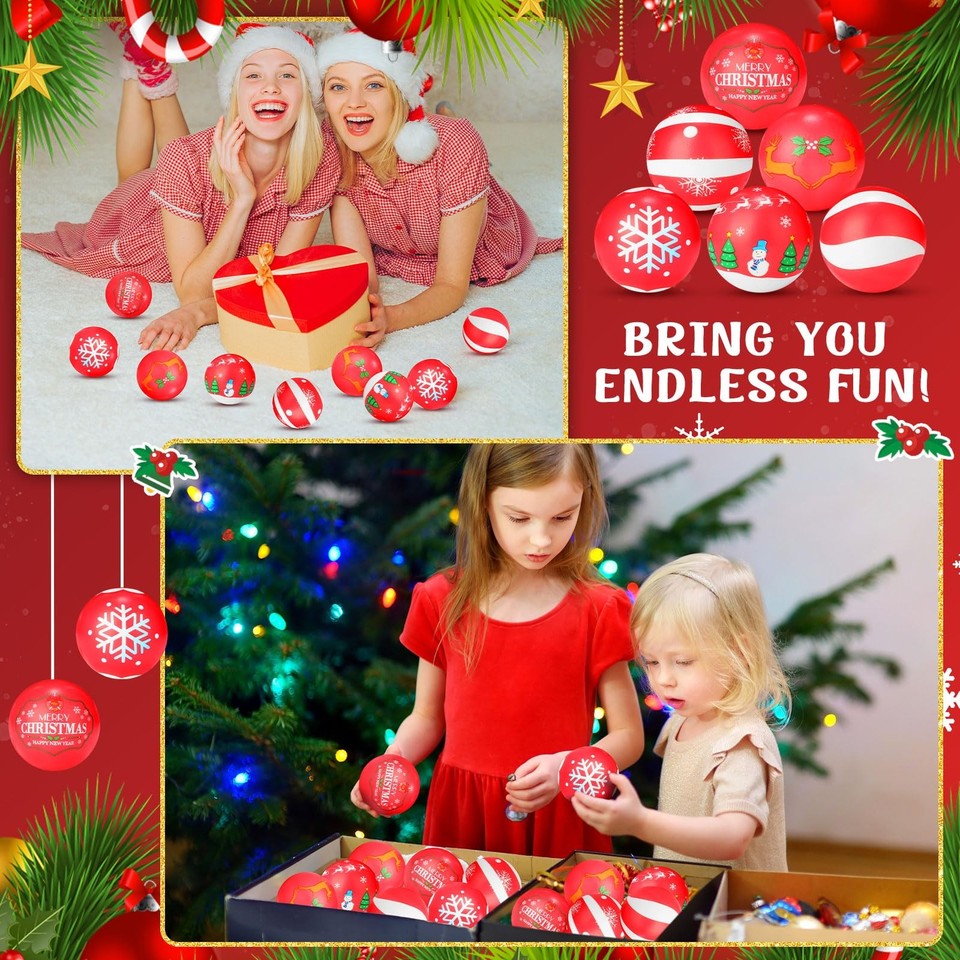 60 Pcs Christmas Stress Balls 2.5'' Santa Snowman Snowflake Foam Pu ...