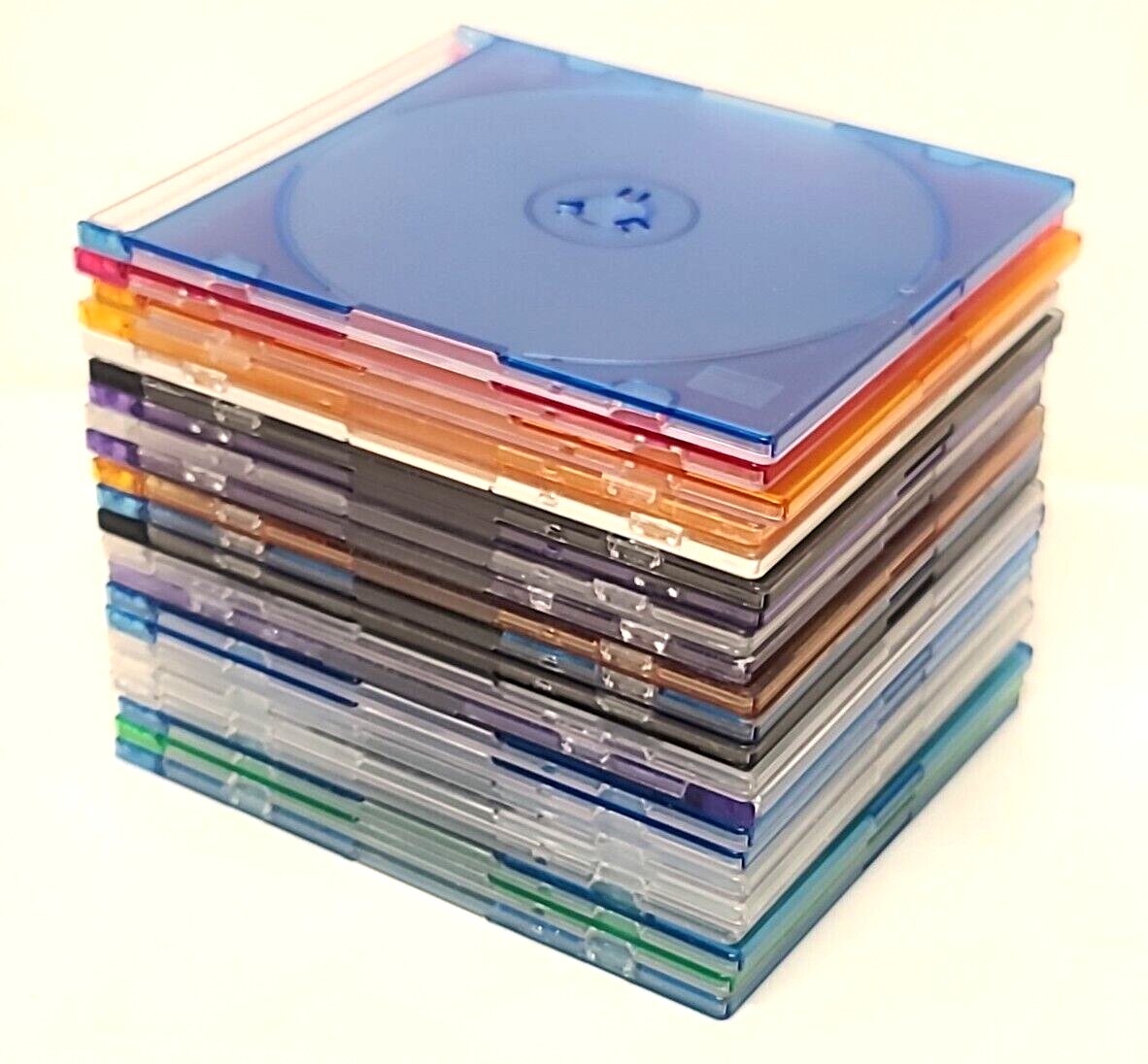 22 Blank CD Case Lot Clear DVD CD-ROM Variety of Colors Blue Pink Green ...