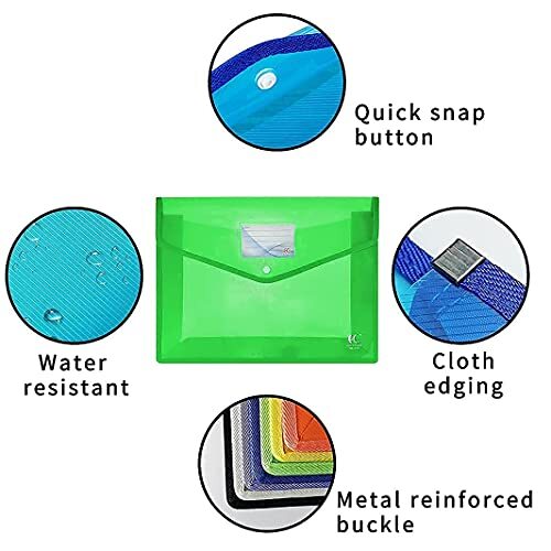 Expanding File Folder, Plastic Envelope with Snap Button Closure ...