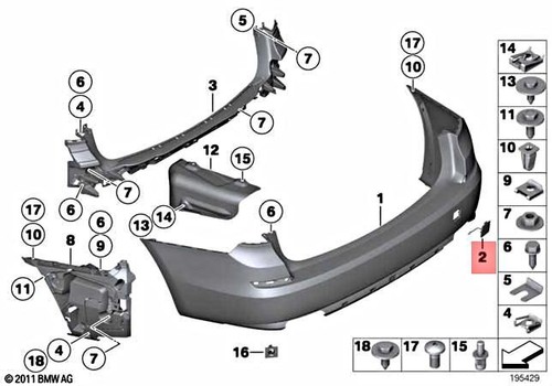OEM BMW F07 GT Cover Tow Fitting Rear Primered Part No 51127262363 for ...