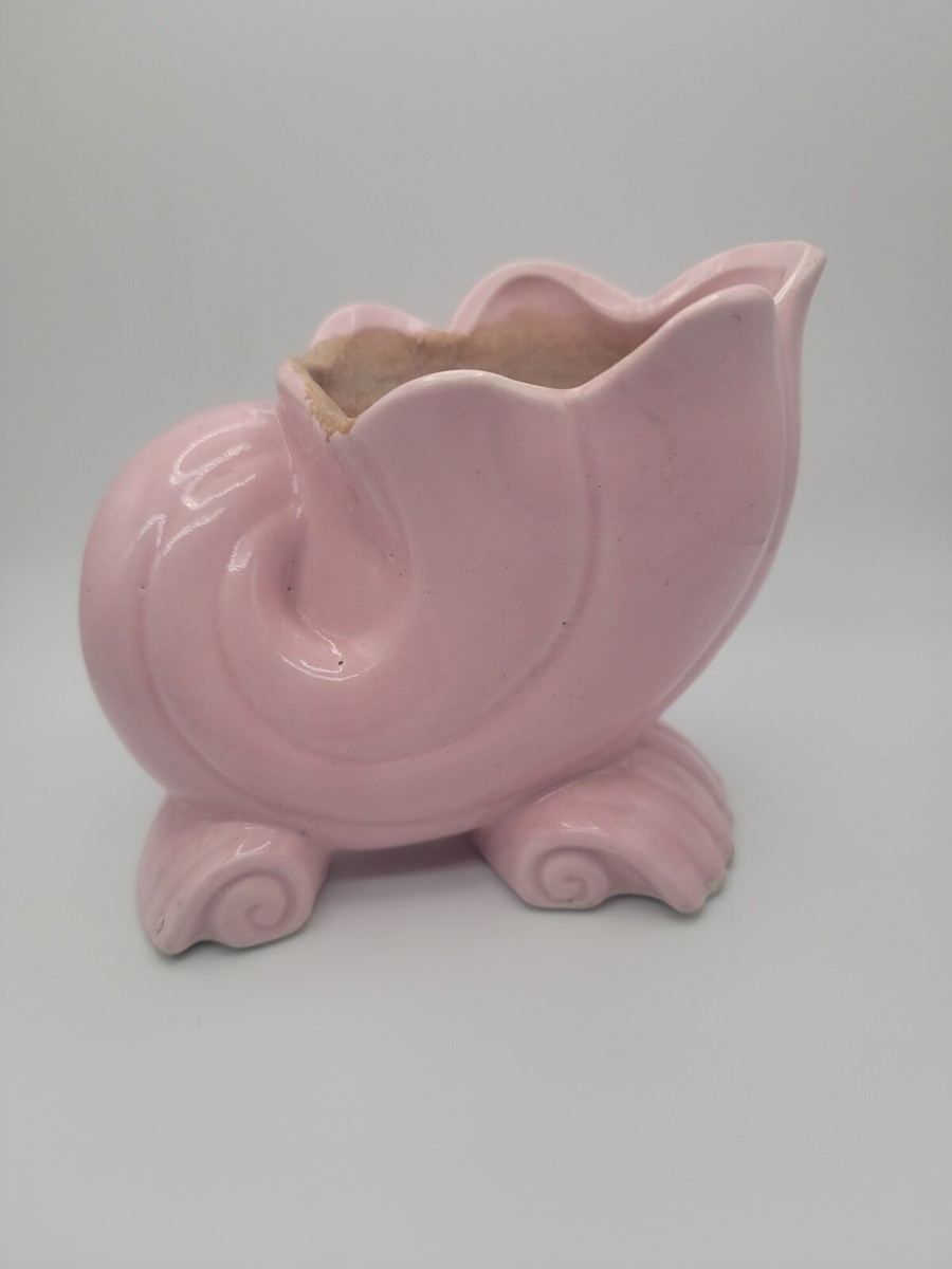 Vintage Pink Conch Shell Mccoy Unmarked Ocean Beach Sea Decor Planter