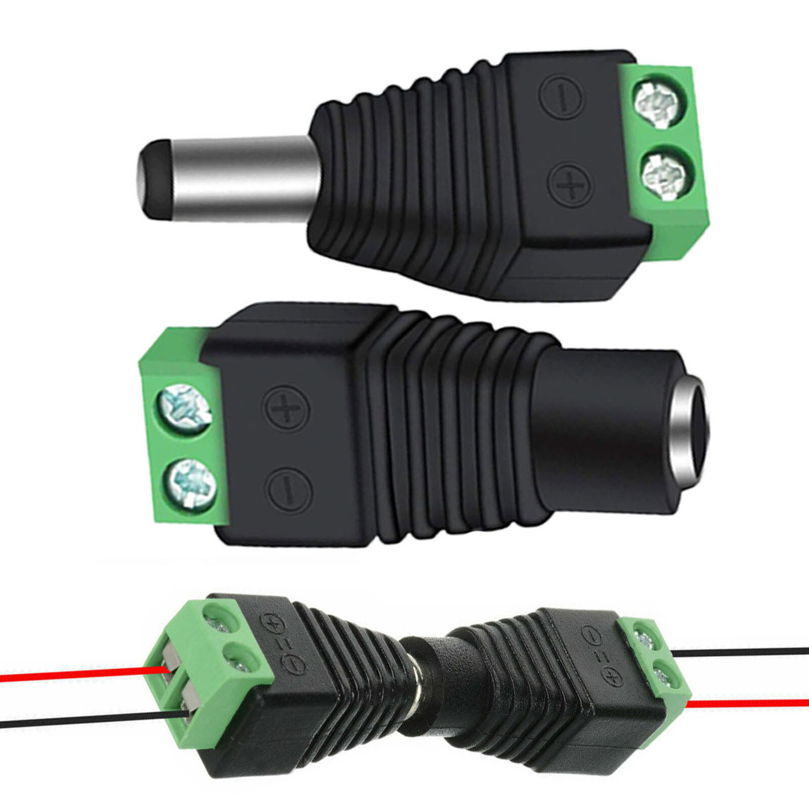 12V DC MALE FEMALE POWER BALUN CONNECTOR CABLE ADAPTER JACK PLUG FOR ...