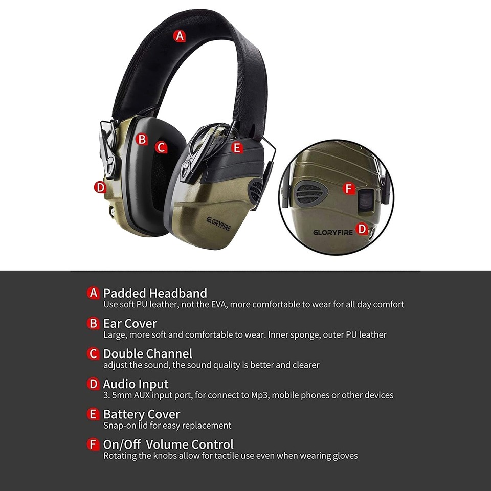 New Overstock GLORYFIRE Electronic Hearing Protection Shooting Noise ...