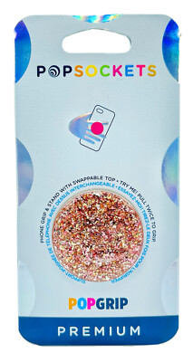 PopSockets Premium Iridescent Confetti Glitter Rose Gold PopSocket Pop ...