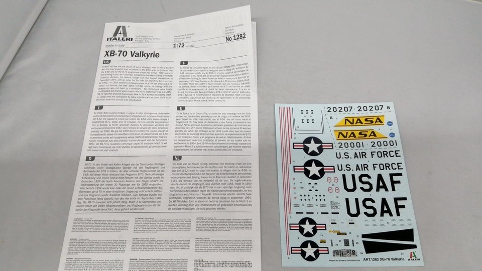 Italeri Xb-70 Valkyrie plastic model Kit | eBay