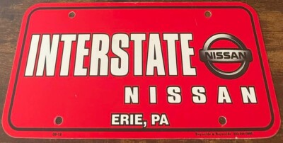 Interstate Nissan Dealership Booster License Plate Erie Pennsylvania ...