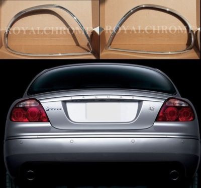 DELUXE ROYAL CHROME Rear Light Surrounds 2x for JAGUAR S Type 04-08 ...