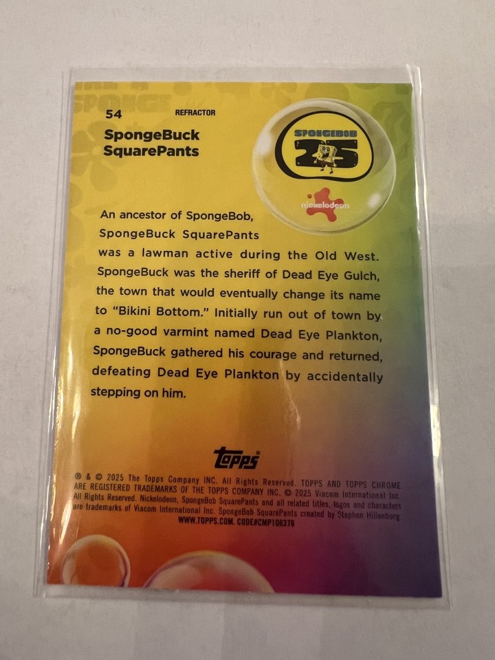 SpongeBuck SquarePants Refractor- Topps Chrome SpongeBob 25th ...