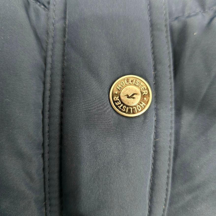 Hollister Down Puffer Jacket Coat Women's S Blue Faux Fur Lined Preppy ...