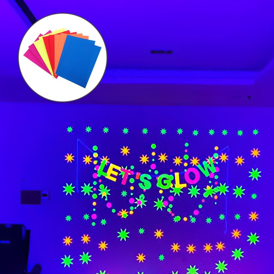 10 Sheets DIY Neon Papers Party Glowing Neon Papers Supplies Neon Card ...
