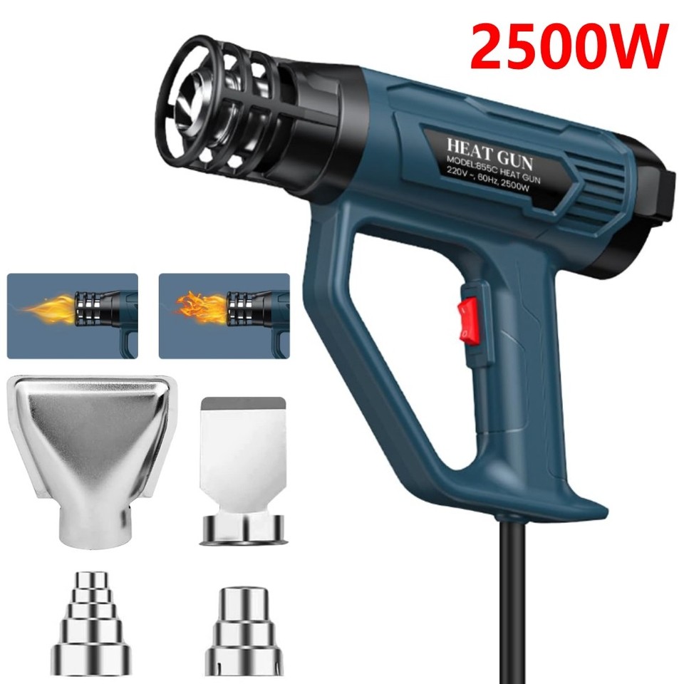2500W Heat Gun Electric Hot Air Gun Dual Temperature Power Heater 4 ...
