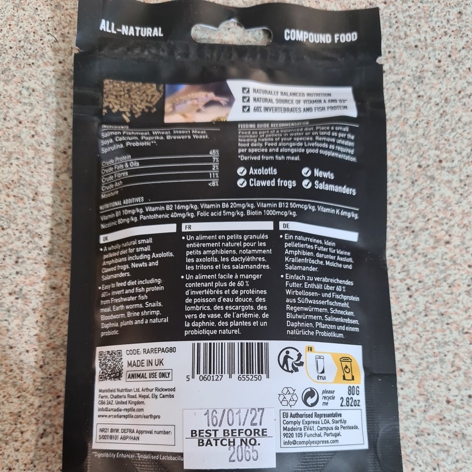 Arcadia Amphibigold Aquatic Amphibian Food Sticks 80g Axolotls Frogs ...
