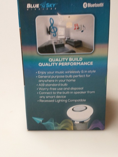 Blue Sky Wireless 40w Dimmable LED Bluetooth Smart Bulb Speaker for ...