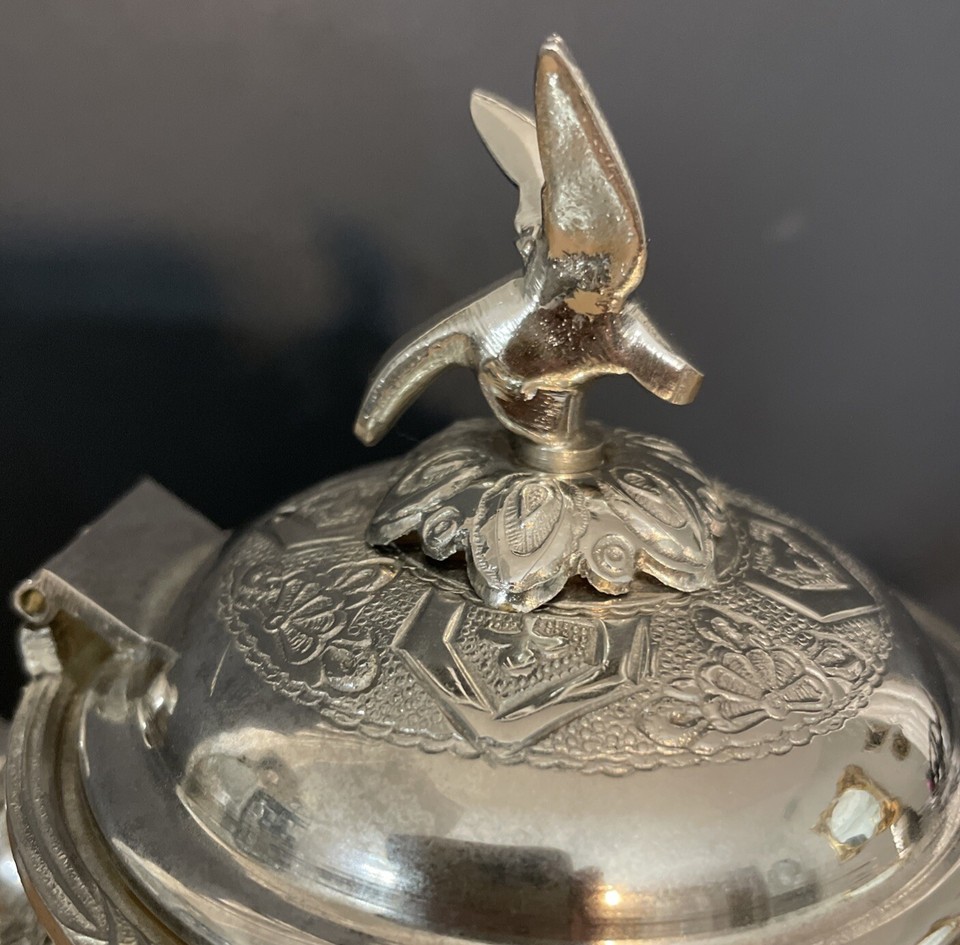 Vintage Royal Manchester Style Moroccan Teapot Bird On Lid Made in Fez ...