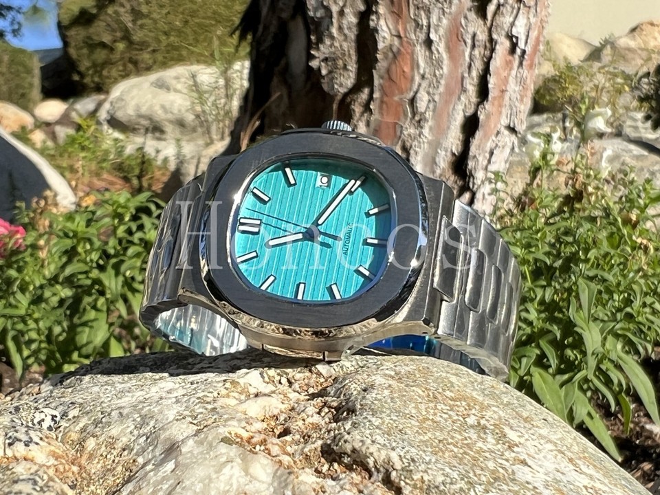 Custom Made Watch Nautilus Style with NH35 SKX Automatic Movement Blue ...