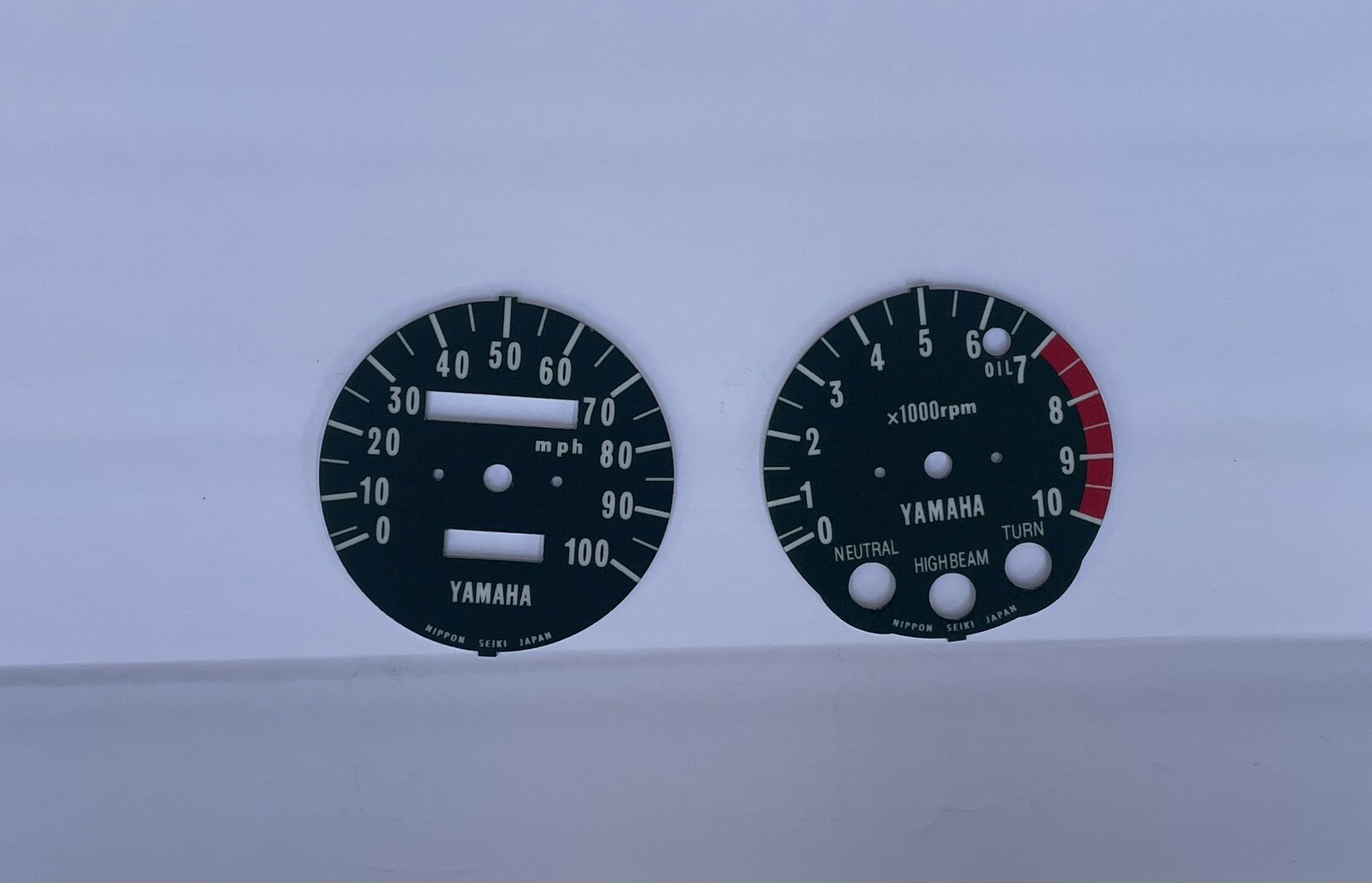 1978 YAMAHA DT250/ DT400 enduro tachometer and speedometer face plates ...