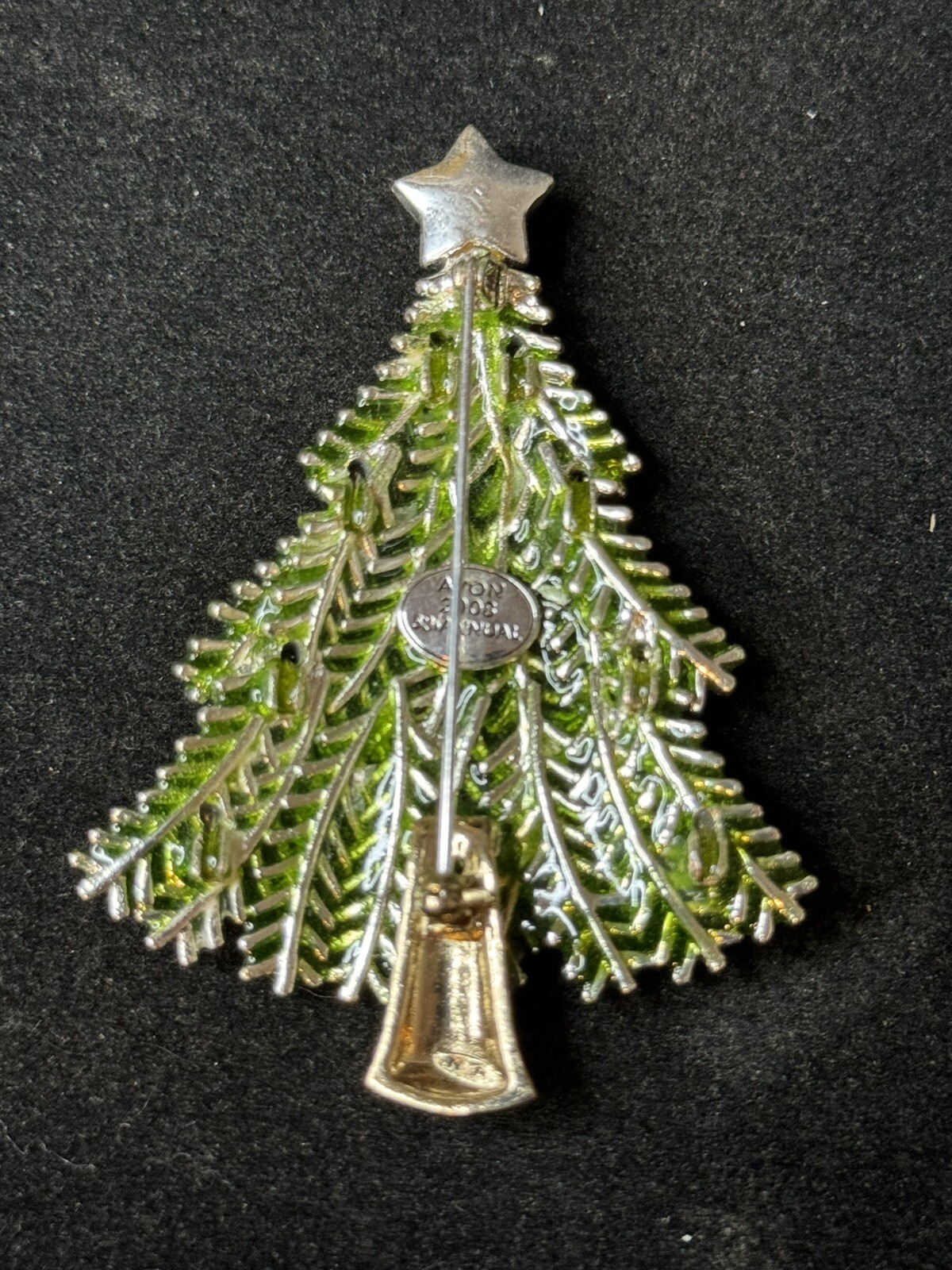 AVON Christmas Tree Pin Brooch 2008 5th Annual Crystal Star Dangling ...