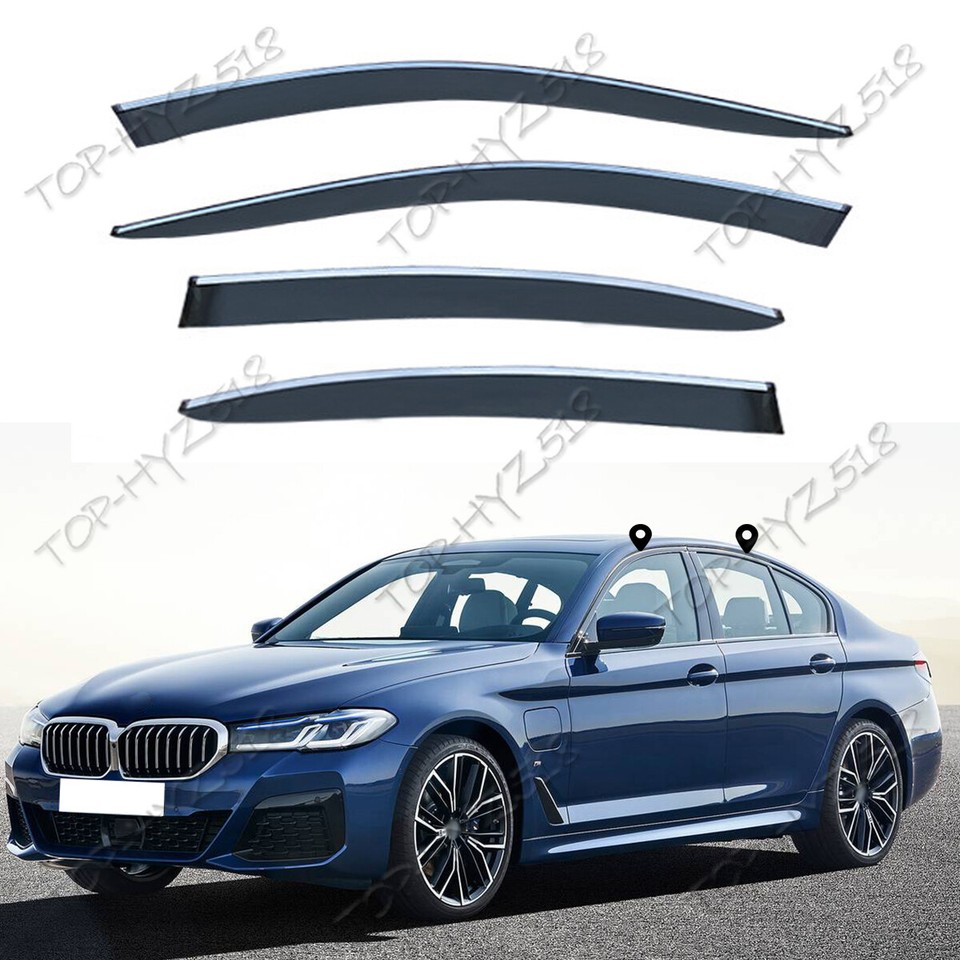 For BMW 5 Series 2017-2023 Plating strip Window Visor Vent Shades Sun ...