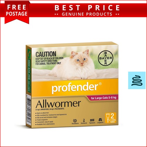 Profender 2 Doses Allwormer for Cats 5 to 8 Kg Worm Treatment PINK | eBay