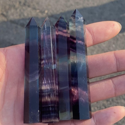 1pc Natural Rainbow fluorite obelisk gem quartz crystal wand point ...