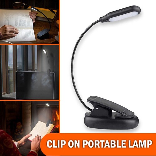 USB Rechargeable Small LED Reading Book Light W/ Flexible Clip Desk ...