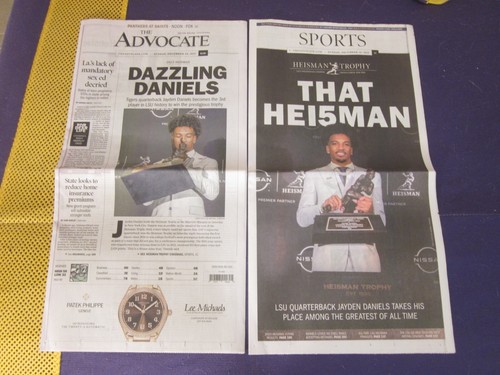JAYDEN DANIELS JD5 LSU TIGERS WINS 2023 HEISMAN TROPHY NEWSPAPER BR ...