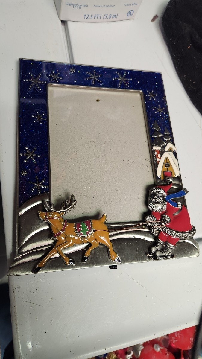 Beautiful Santa & Reindeer Picture Frame Fits a 5" x 7" Photo | eBay