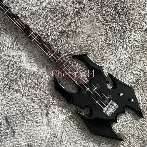 Custom Black Spider Shaped Electric Bass Guitar 4 String 4 Pickups Dot ...