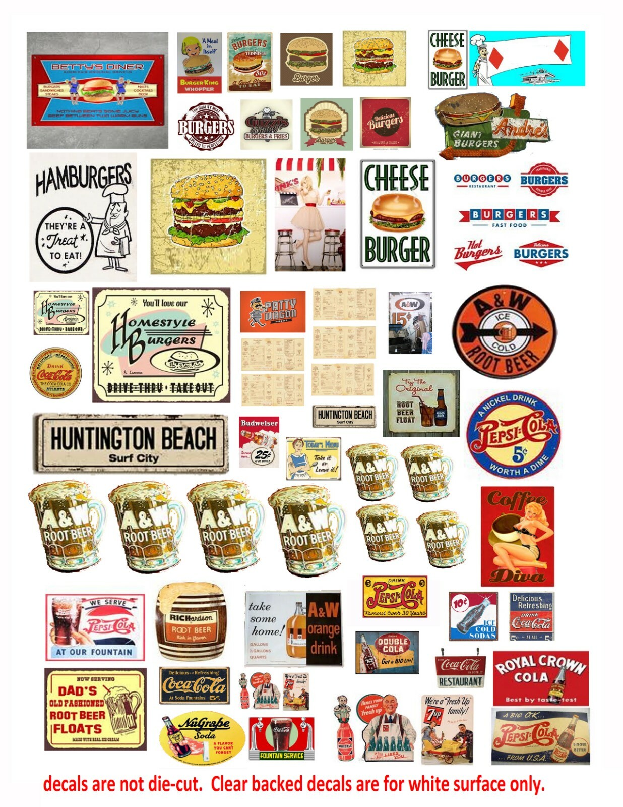 1: 24 1:18 VINTAGE HAMBURGER BURGER JOINT SIGNS DECALS FOR DIECAST ...