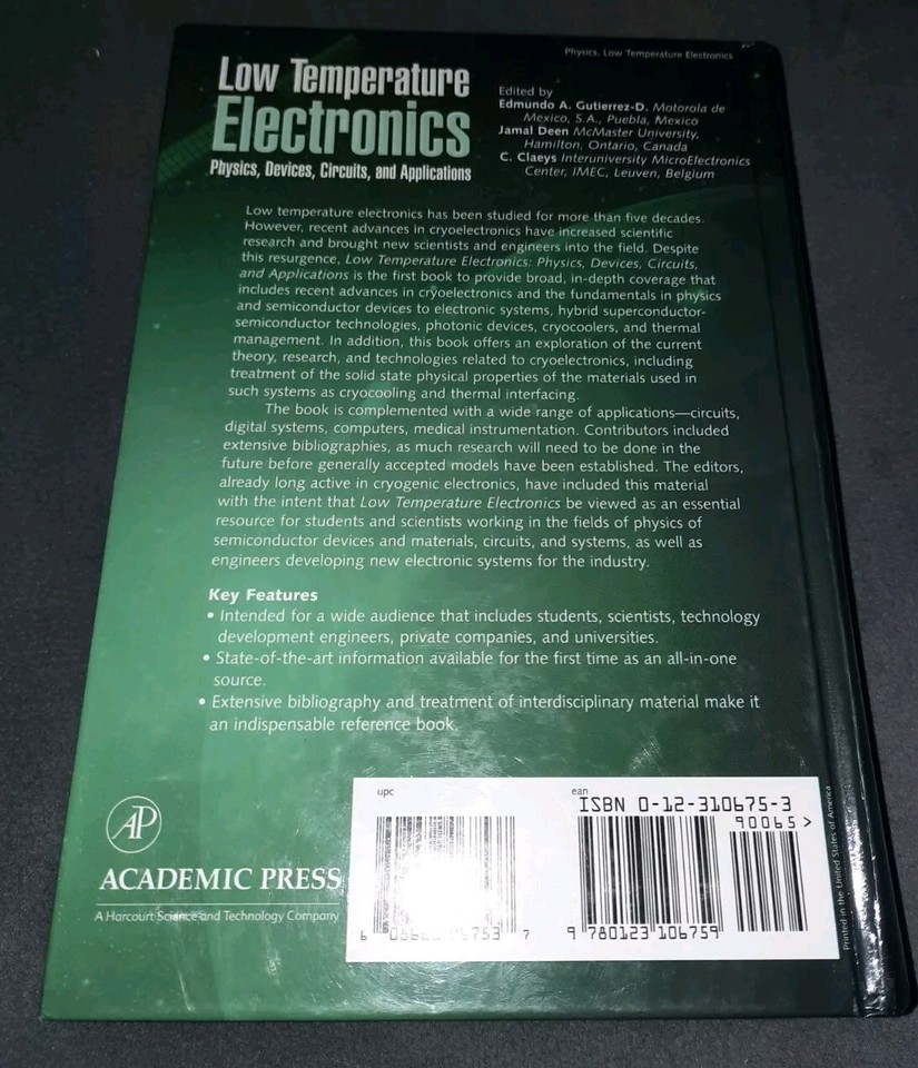 Low Temperature Electronics Physics Devices Circuits & Applications HC ...