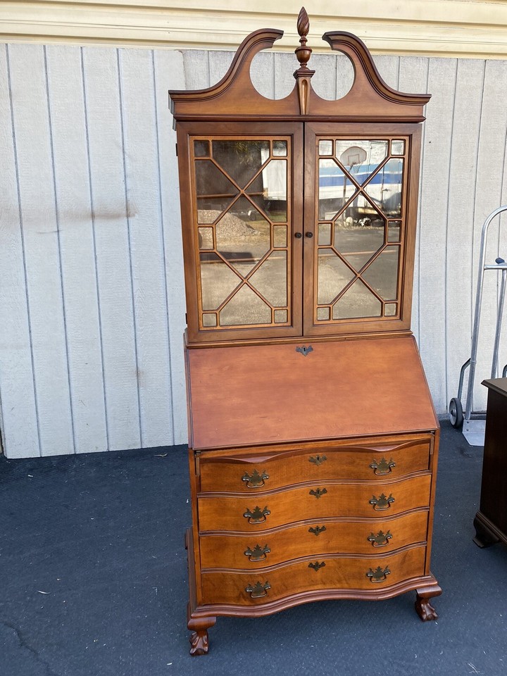 65929 MONITOR Furniture Maple Secretary Desk w/ Bookcase Top | eBay