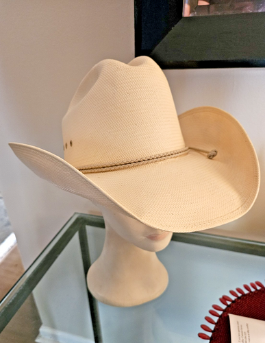 Stetson Carson Straw Hat JBS 8X Western Cowboy Size 6 3/4 Rope Band ...