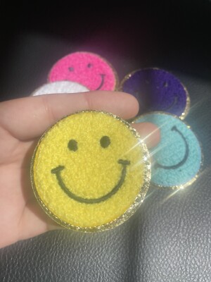 Pack Of 5 HAPPY PATCH Patch Iron/sew On Embroidered Badge Appliques For ...