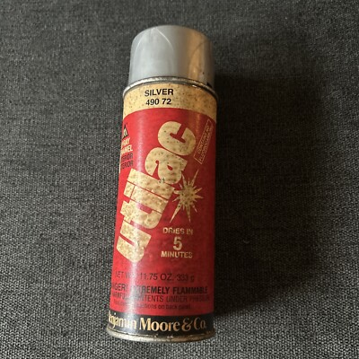 Vintage Benjamin Moore Silver 490 72 Utilac Spray Paint Can Quarter ...