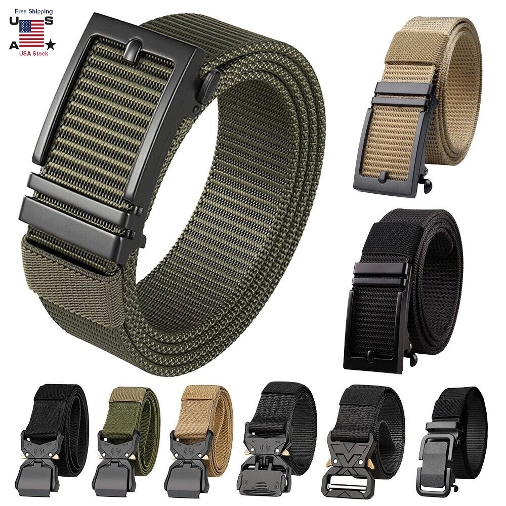 Mens Ratchet Belt Nylon Web Belts for Men with Automatic Slide Buckle 1 ...