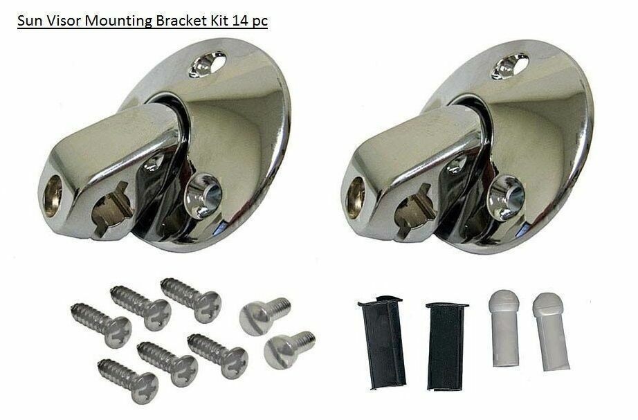 Sunvisor Support Brackets 14pc Kit chrome w/ screws bushing tips coupe ...
