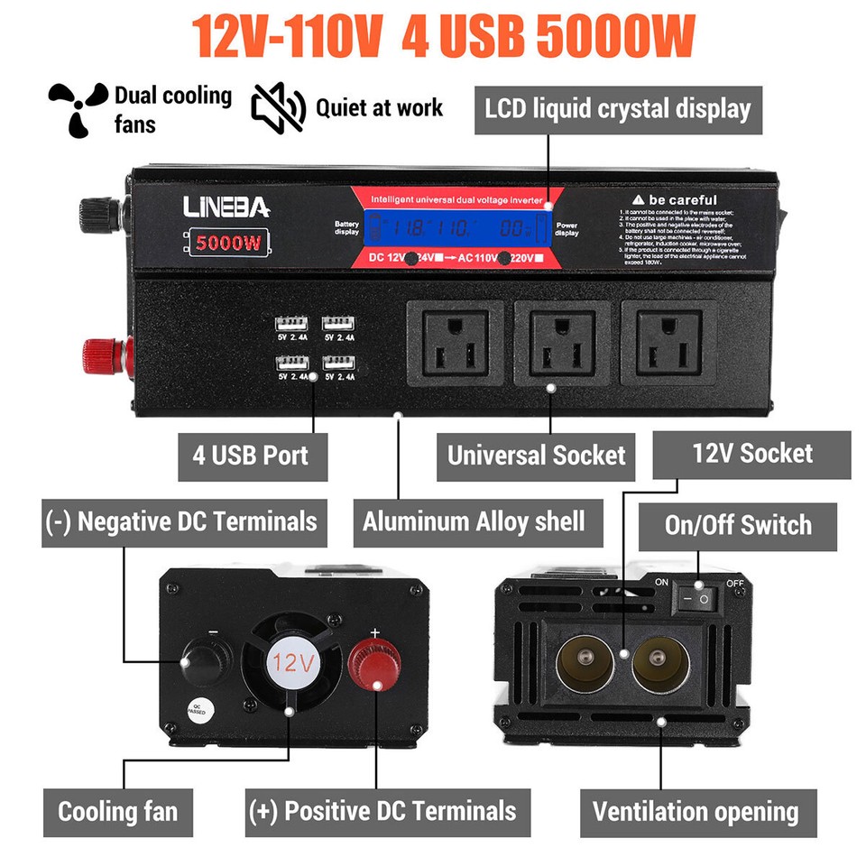 5000W Complete Solar Panel Kit Power Inverter Generator 30A 110V RV ...