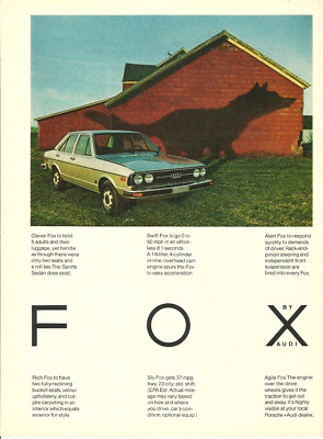 1978 Audi Fox Sports Sedan Car vintage Print Ad 70's Advertisement | eBay