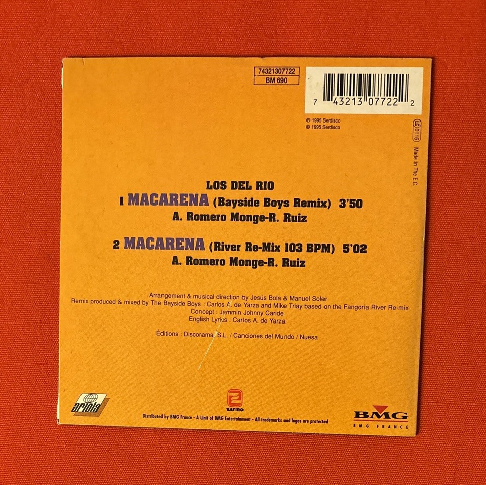 Los Del Rio Macarena Remix Bayside Boys 1995 Very Fine CD Single 2 ...
