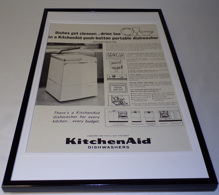 1963 KitchenAid Dishwasher Framed 11x17 ORIGINAL Vintage Advertising ...