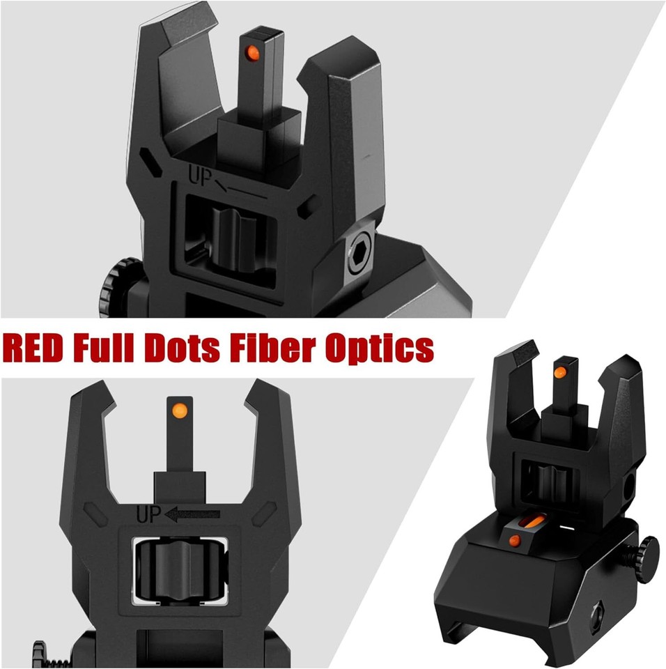 Foldable Iron Sights Flip-up Front and Rear Sight Fiber Optics Dual ...