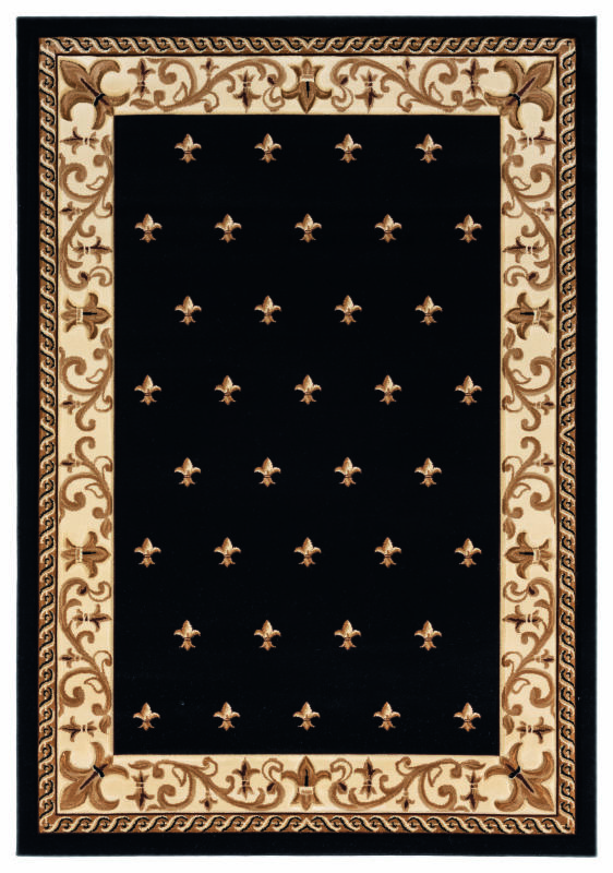 Fleur De Lys Lis Orleans Plush Carved Black Area Rug **FREE SHIPPING ...