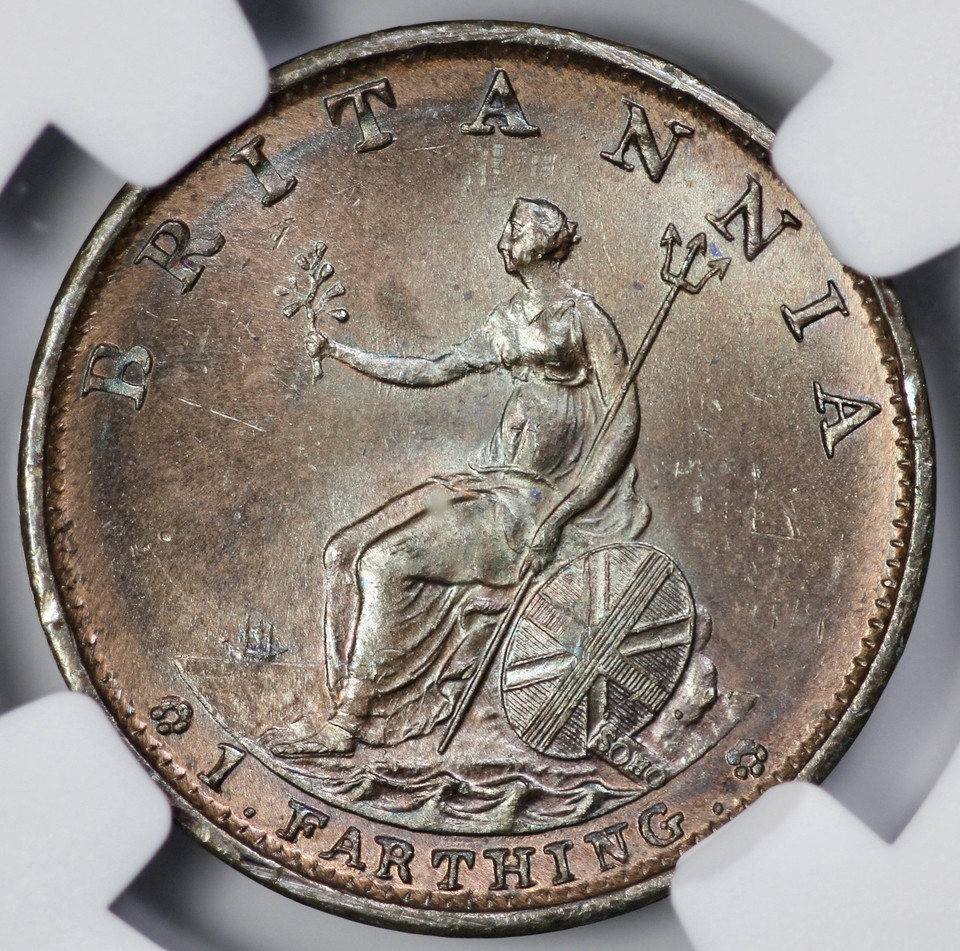 1799 Great Britain 1/4P Farthing NGC MS 63 BN | eBay