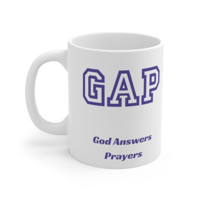 GAP God Answers Prayers 11oz Ceramic Mug | eBay