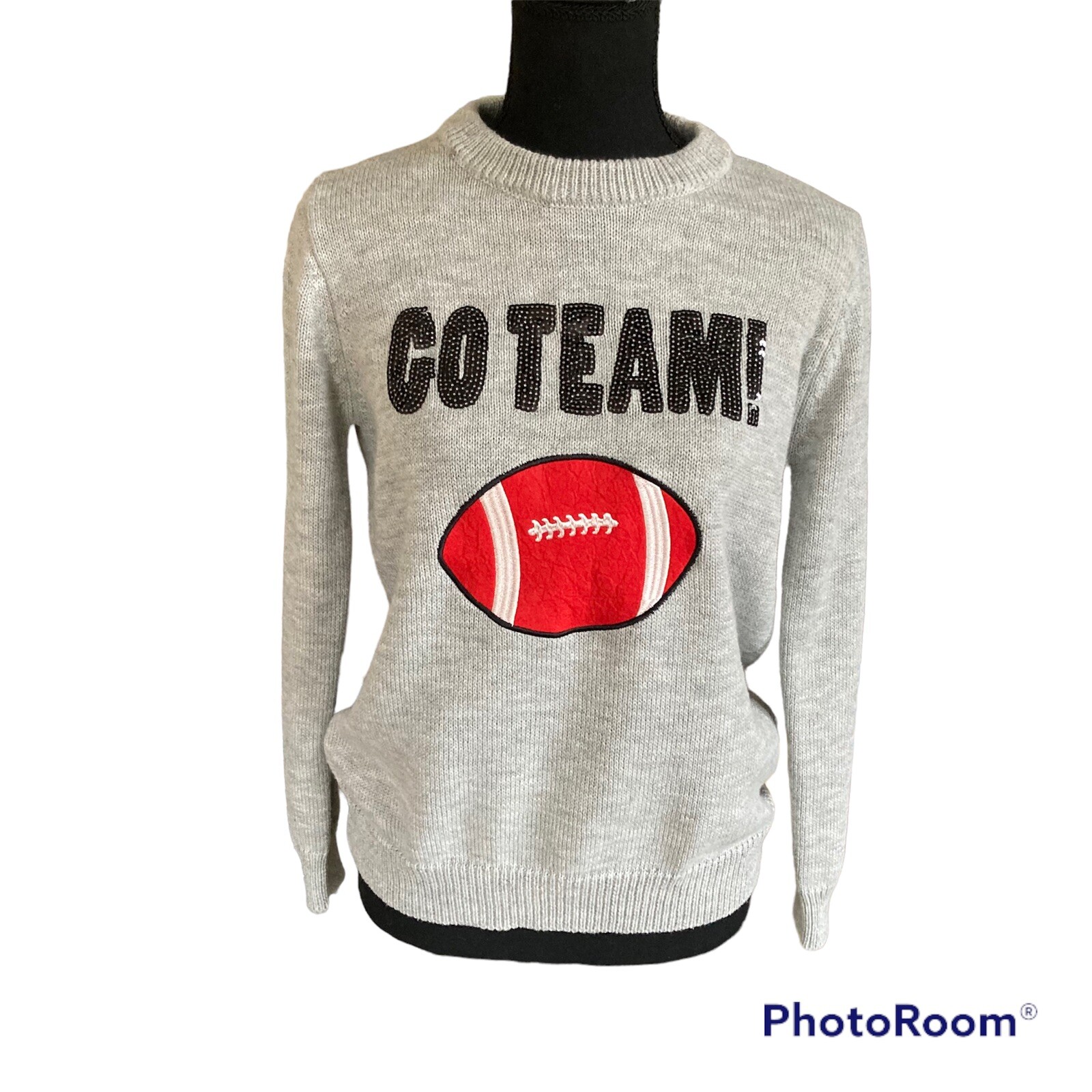 Poof New York GO TEAM Football Sweater Sequined Pullover, Size S Very ...