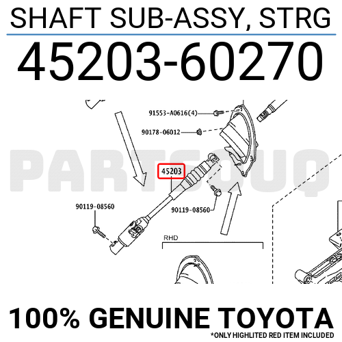4520360270 Genuine Toyota SHAFT SUB-ASSY, STRG 45203-60270 | eBay