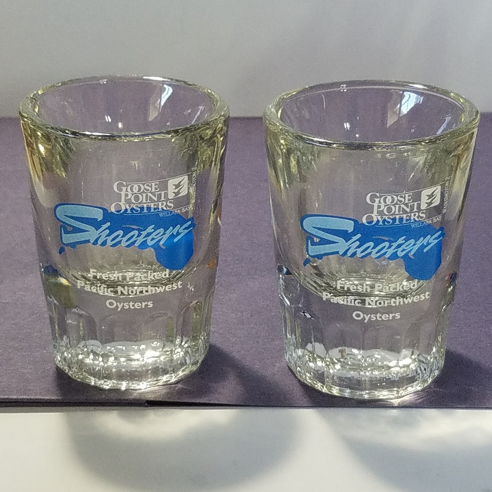Lot of 2 Goose Point Oysters Shooters Willapa Bay WA. Blue Shooters ...
