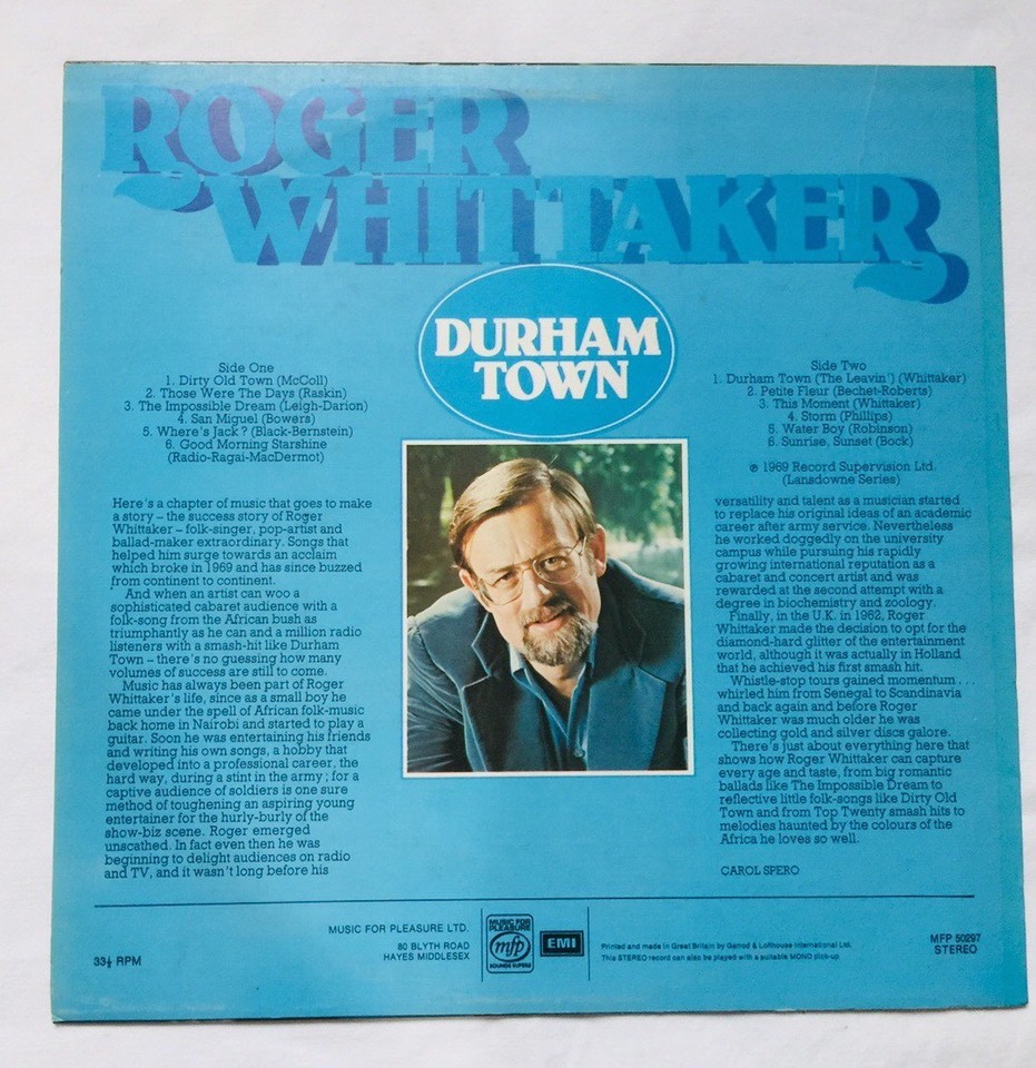 ROGER WHITTAKER Durham Town LP VINYL UK Mfp 1982 12 Track (Mfp50297) | eBay