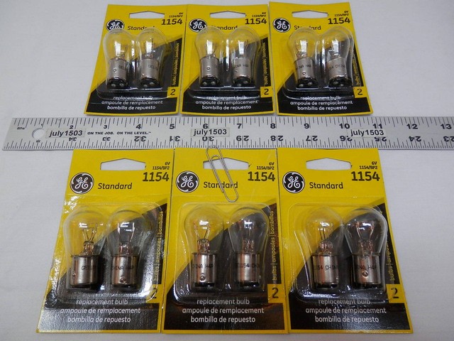 (12) GE 1154 Miniature Lamp Bulb 17w 5w Dual Contact 6 volt S8 6v for ...