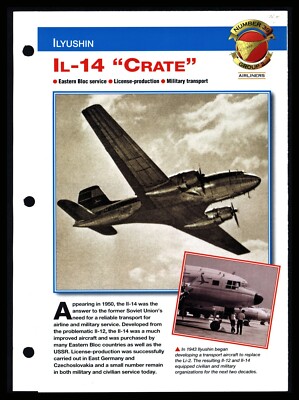 "ILYUSHIN IL-14 CRATE" Aircraft of World Spec Sheet Airliners 2.39 | eBay